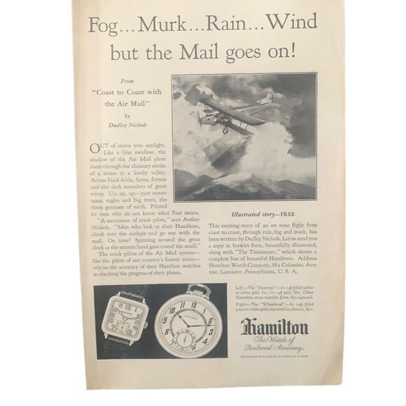 Hamilton | Accents | Vintage 929 Hamilton Watch Mail Goes On Ad ...